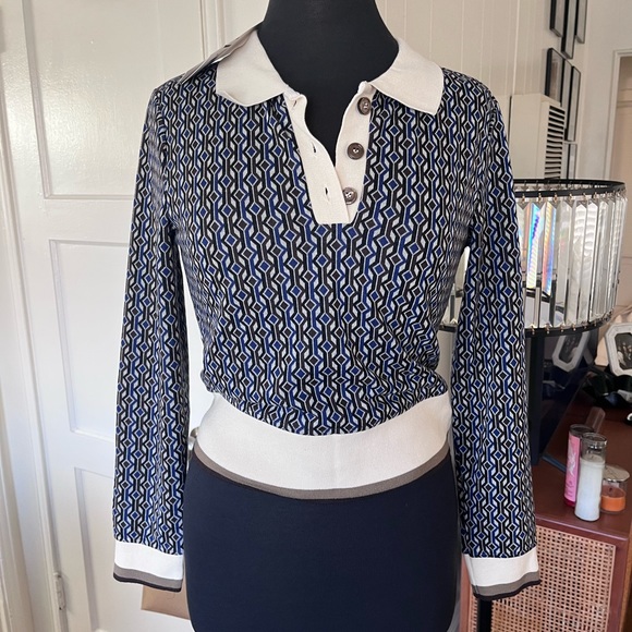 Zara | Tops | Nwt Zara Geometric Pattern Cotton Collar Shirt M | Poshmark